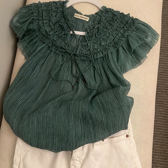 Ulla Johnson | Tops | Lula Johnson Elisa Blouse In Beautiful Bluegreen ...